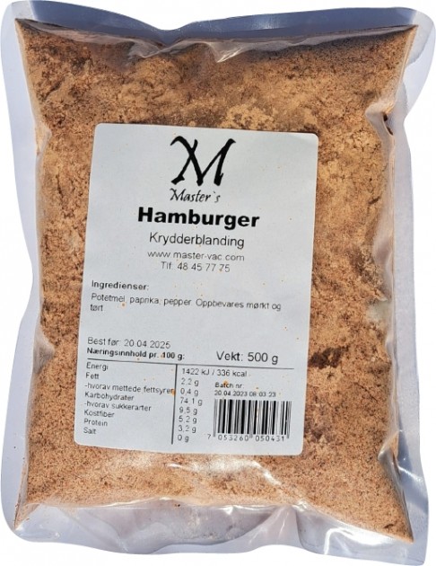 Ferdigblandet krydder til HAMBURGER - 500g. | Best i Test - Premium ...